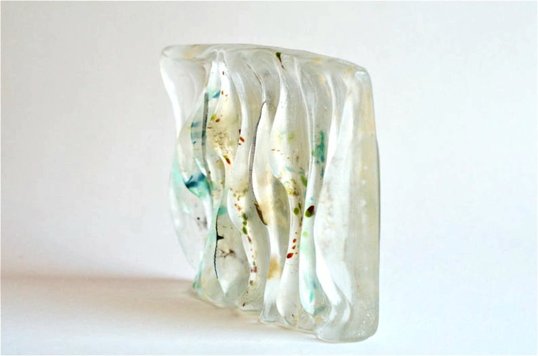 Waves Translucent Murano Glass Sculpture, Cast Glass - Etsy