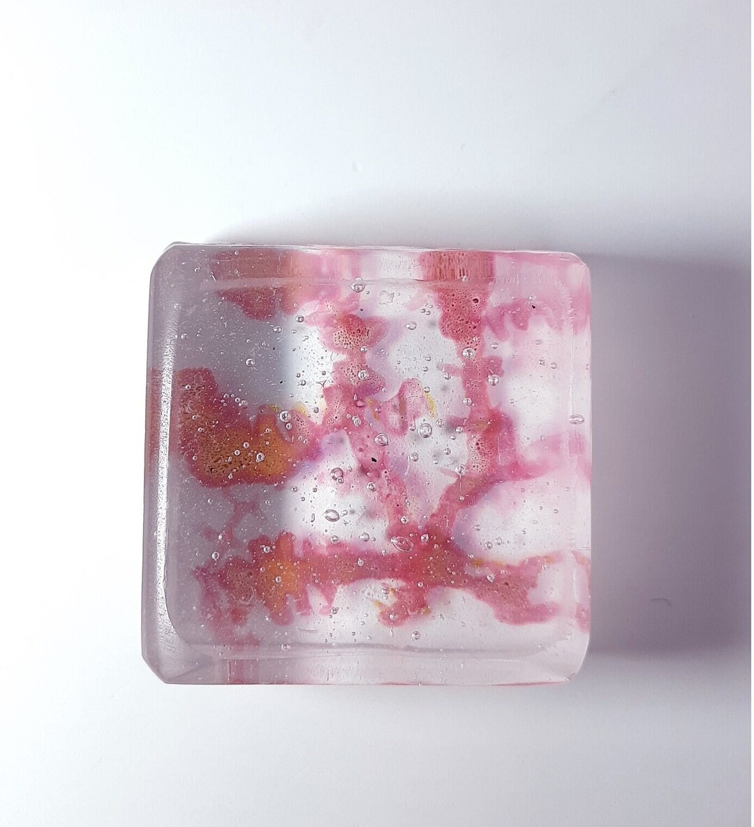 Pink Floral Murano Glass Paperweight Cast Glass Cube Pink - Etsy