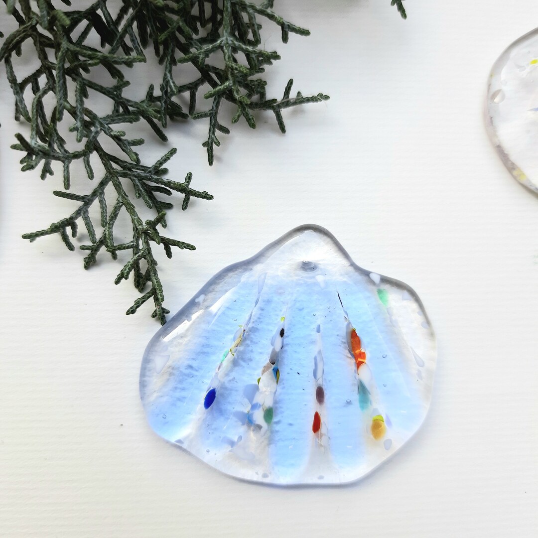 Seashell Glass Suncatchers, Christmas Tree Ornaments, Fused Glass Art ...