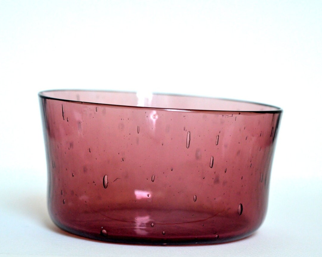 Plum Glass Bowl, Large Pink Fused Glass Bowl, Modern Serving Dish ...