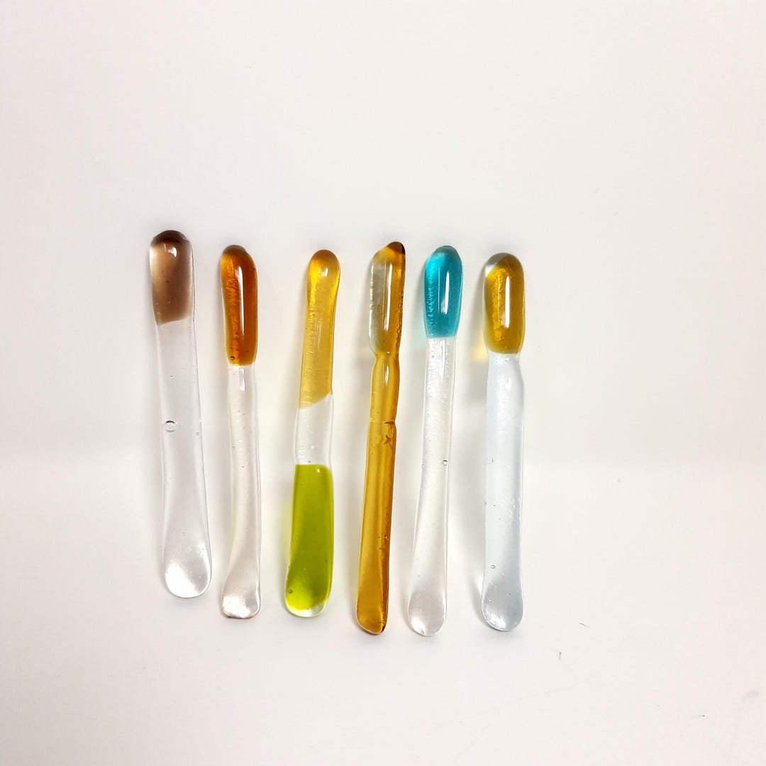 Ref.190/ Set of 6, 8 Cm, 3.1", Amber Green Colorways Fused Glass ...