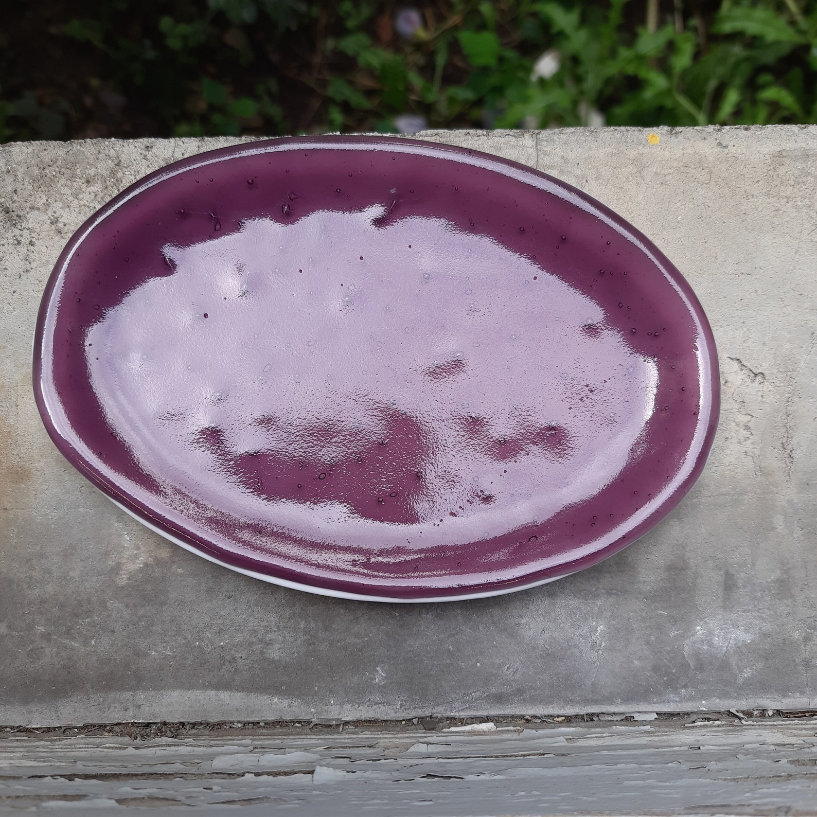 Dark Ametist Color Oval Form Glass Serving Tray - Etsy