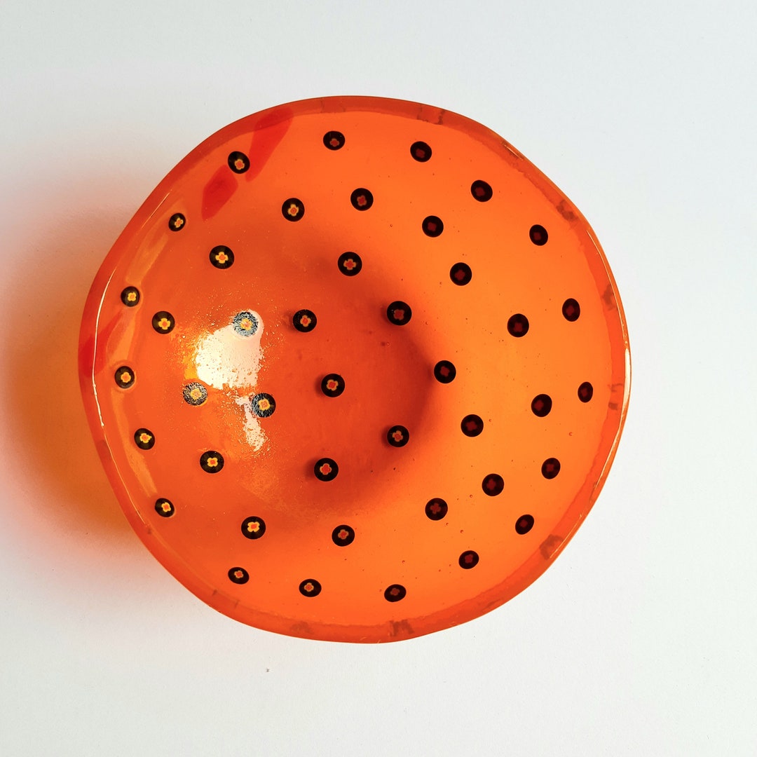 Orange Murano Glass Bowl With Murrine Inlays - Etsy