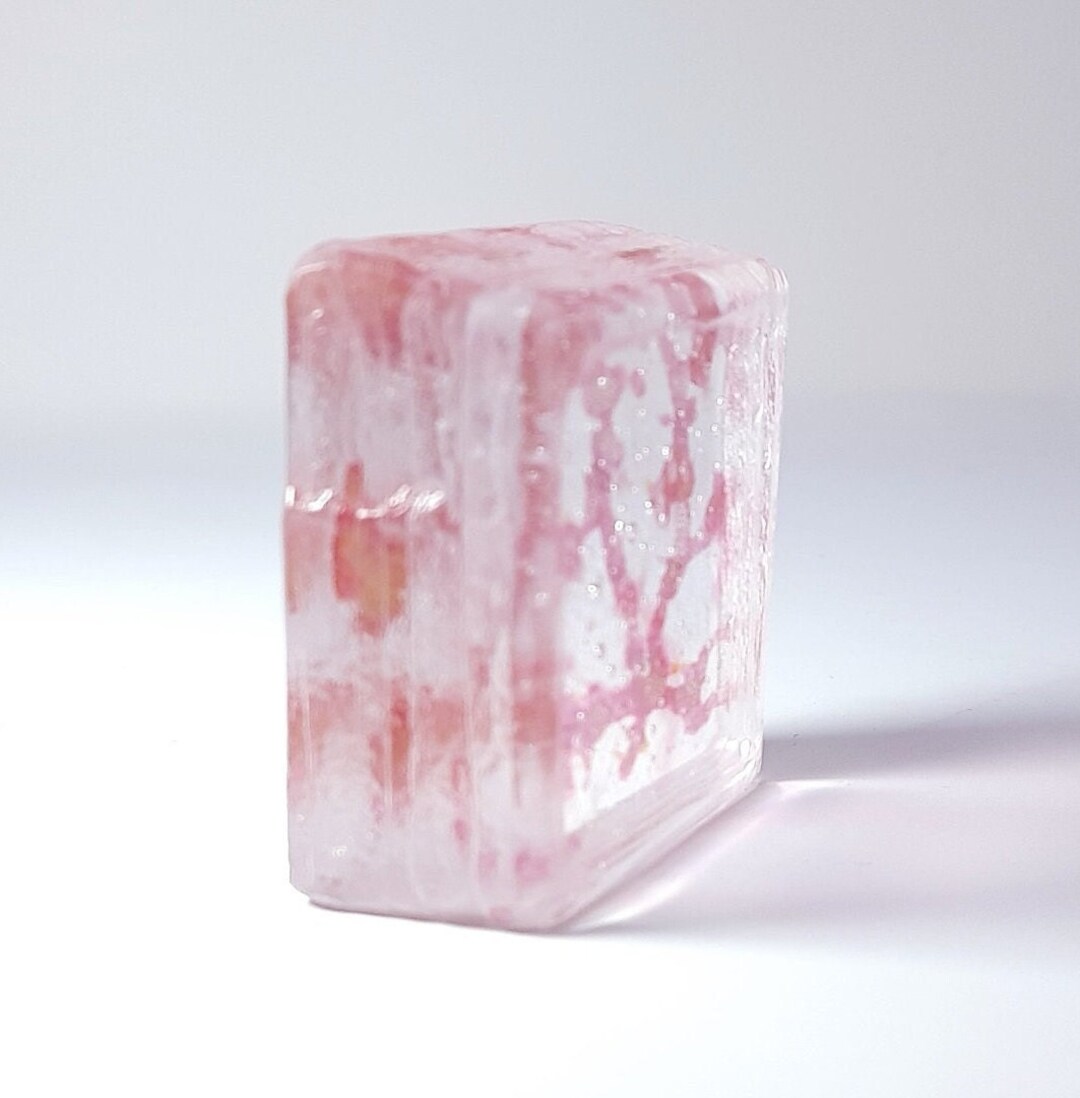 Pink Floral Murano Glass Paperweight, Cast Glass Cube, Pink Paperweight ...