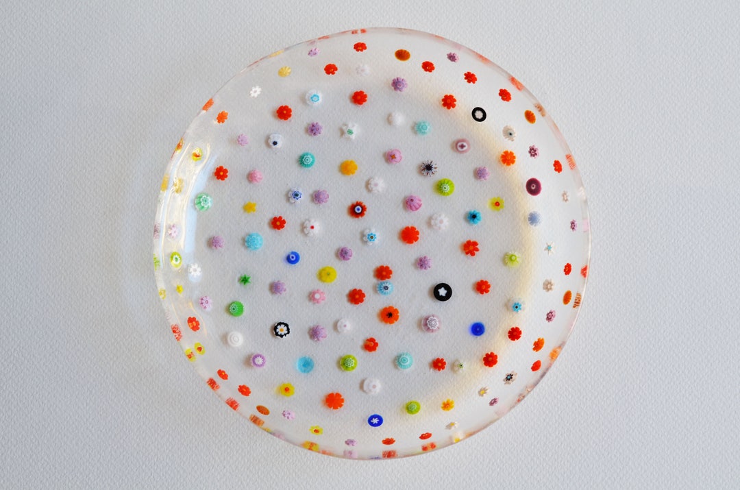 Murano Glass Dessert Plate: Floral Millefiori Inlay, 7" - Etsy
