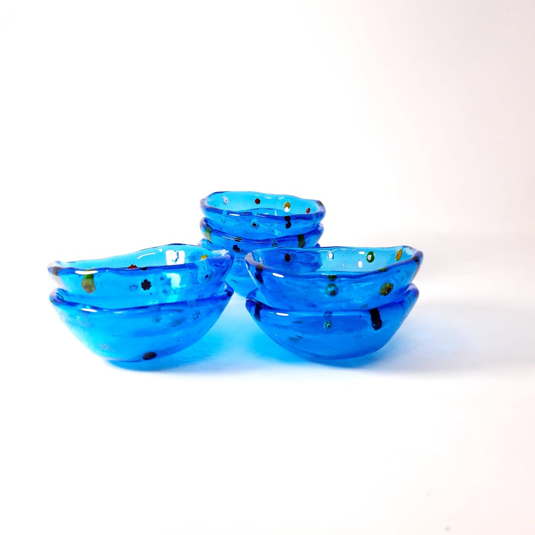Medium Turquoise Blue Floral Murano Glass Mini Dipping Bowls - Etsy