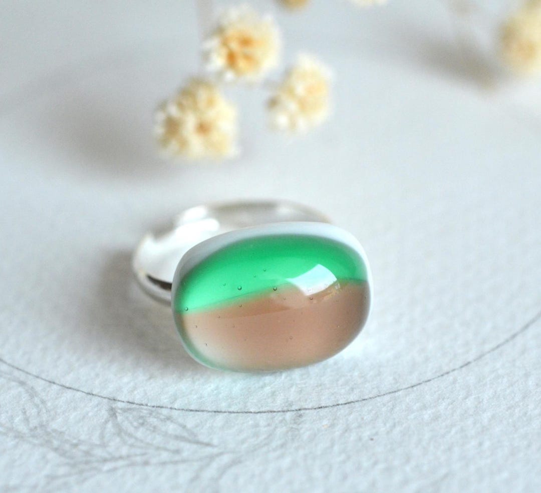 Ref 41 Bronze Green Colorways Adjustable Glass Ring - Etsy