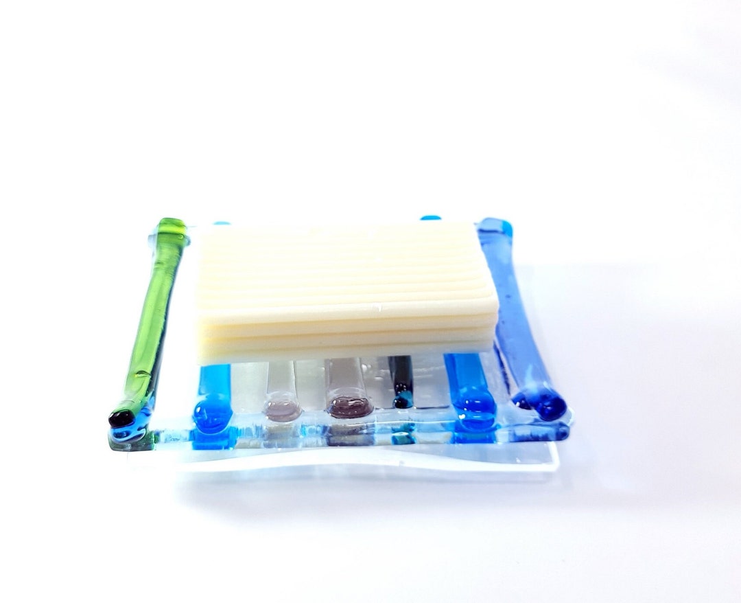 Blue Color Bar Soap Dish Blue Glass Soap Tray Etsy