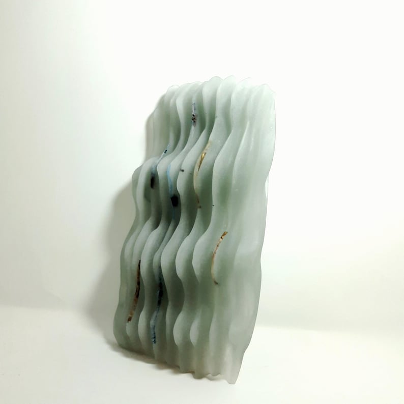 Gray Waves Cast Glass Sculpture - Etsy