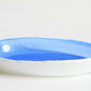 Blue White Oval Fused Glass Serving Platter, Handmade Glass Tray - Etsy