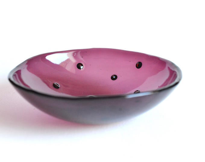 Dark Amethyst Murano Glass Bowl With Black Murrini Inlays - Etsy