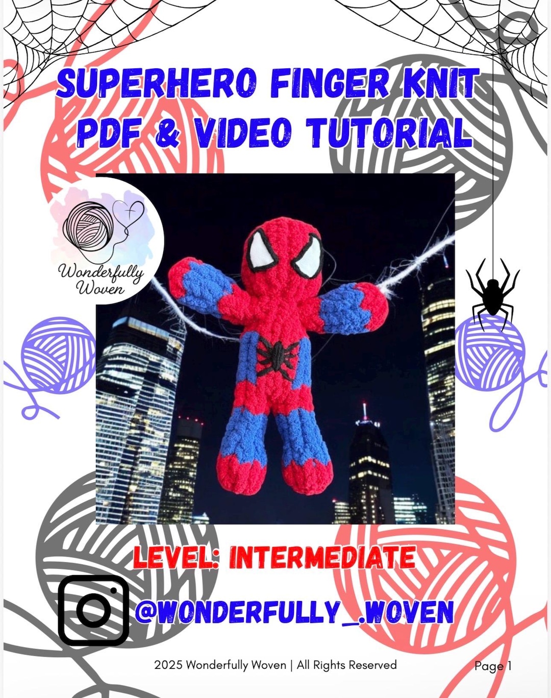 Superhero Finger Knit Video/pdf Pattern Tutorial, Intermediate Level ...