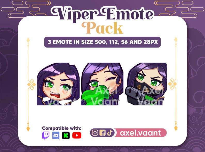 Viper Emote Pack Twitch Emotes | Discord Sticker | Valorant Emote ...