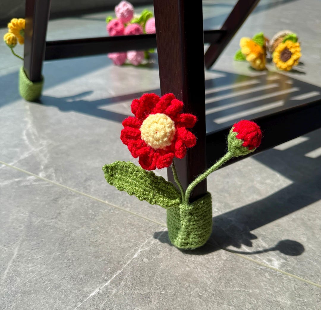 Crochet Flower Chair Sock Crochet Chair Leg Pad Floor Protector ...
