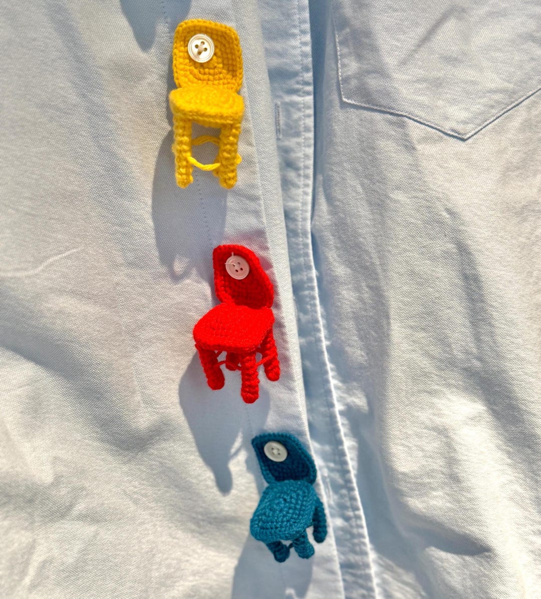 Crochet Chair Brooch: Quirky Wearable Art Pin - Dopamine Decor - Etsy