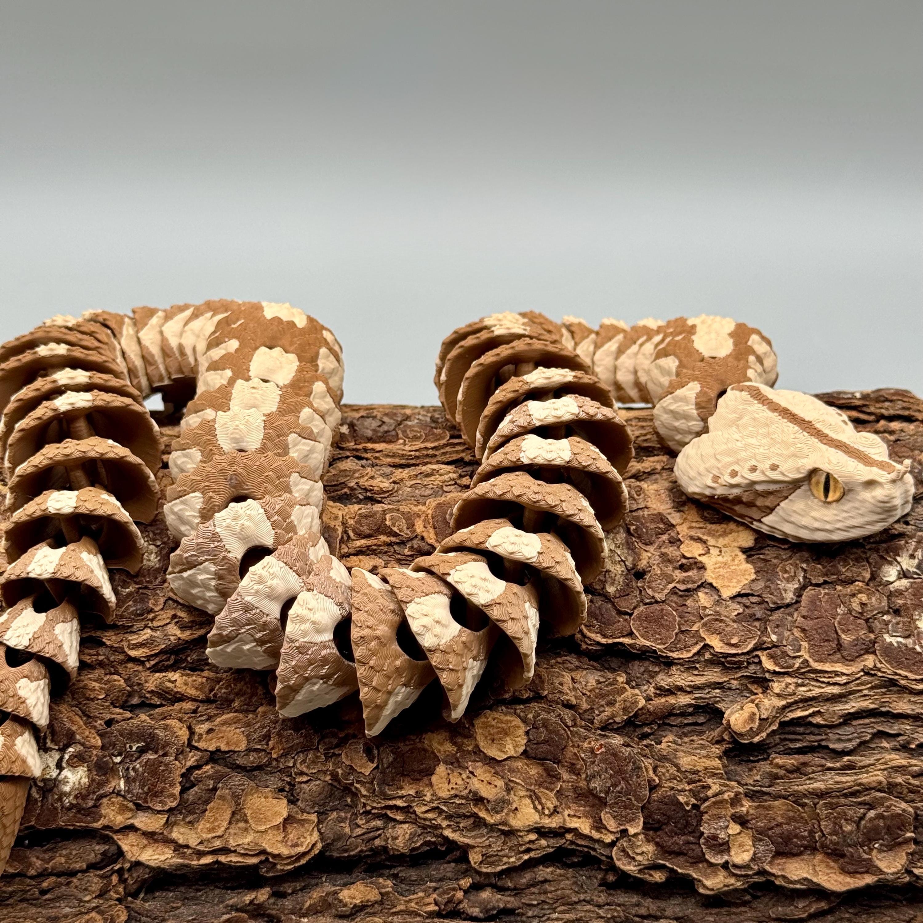 Articulated Gaboon Viper– 3D Printed Flexible Snake Toy, Realistic ...