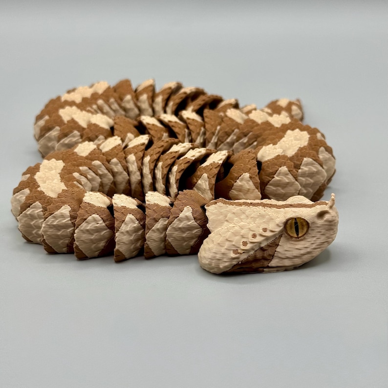Articulated Gaboon Viper– 3D Printed Flexible Snake Toy, Realistic ...