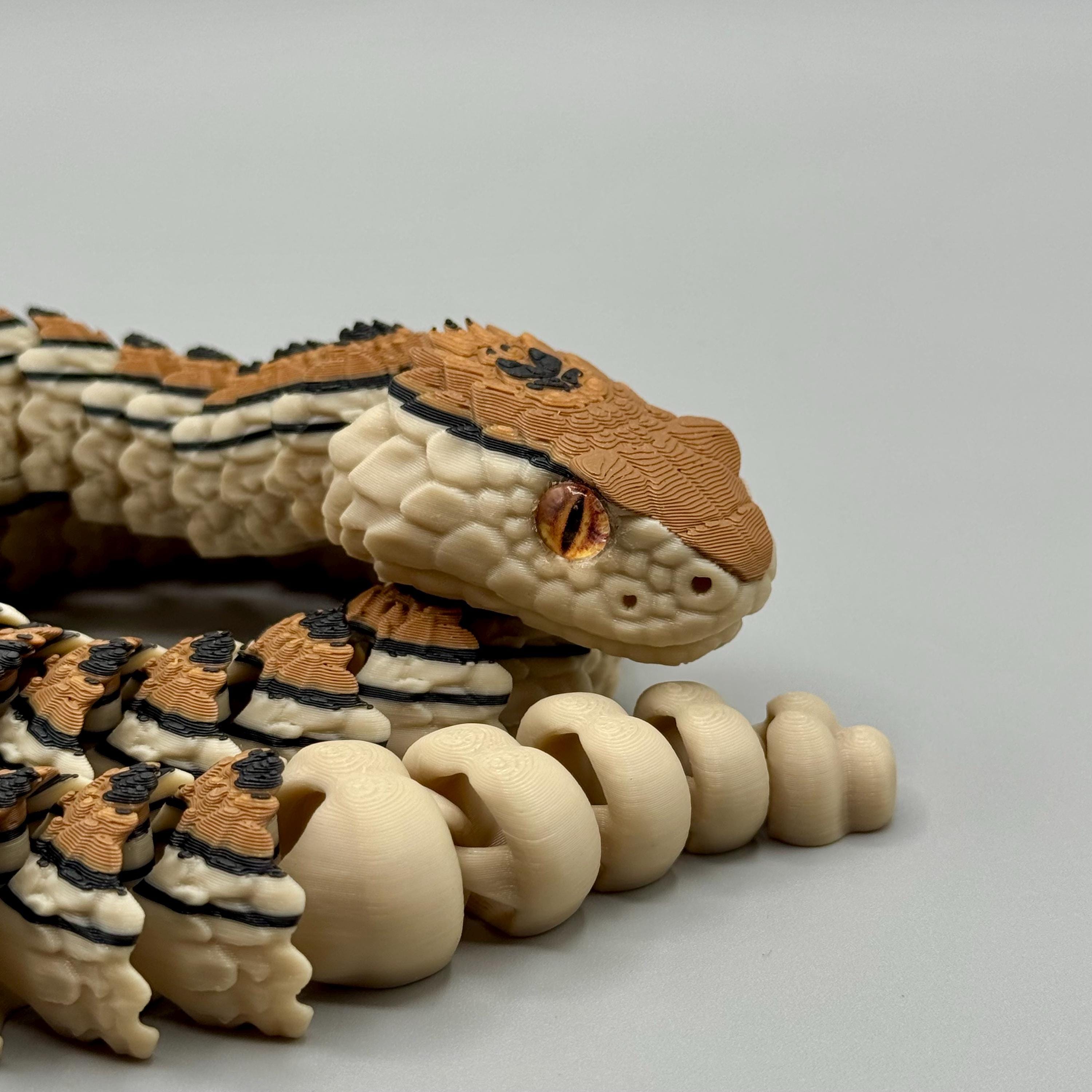 Articulated Rattlesnake – 3D Printed Flexible Snake Toy, Realistic ...