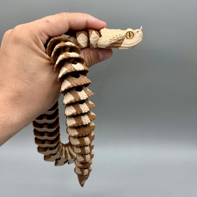 Articulated Gaboon Viper– 3D Printed Flexible Snake Toy, Realistic ...
