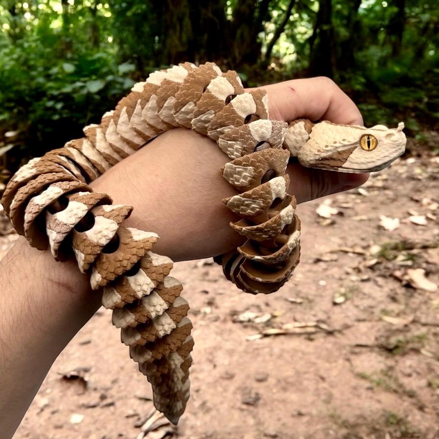 Articulated Gaboon Viper– 3D Printed Flexible Snake Toy, Realistic ...