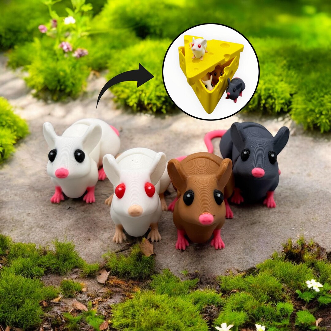 Fun Articulating Mice Family - Fidget Desk Toy With Storage Cheese ...