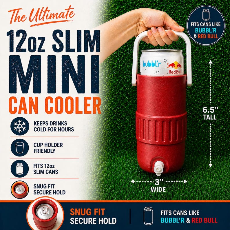 Custom 12oz Slim Mini Can Cooler, 3D Printed Holder, Personalized Drink ...