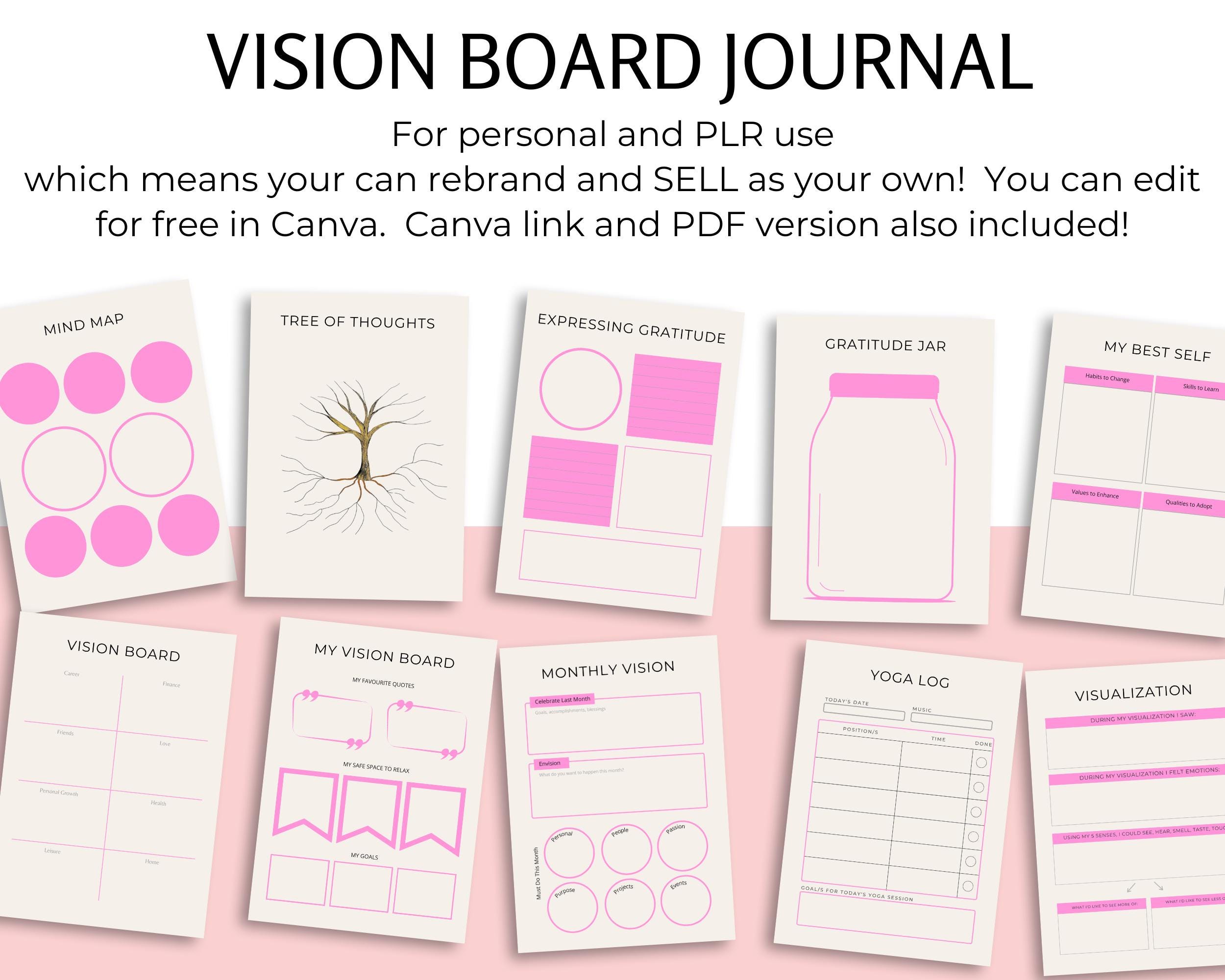 Vision Board Journal: Printable Goal Setting, Gratitude Planner With ...