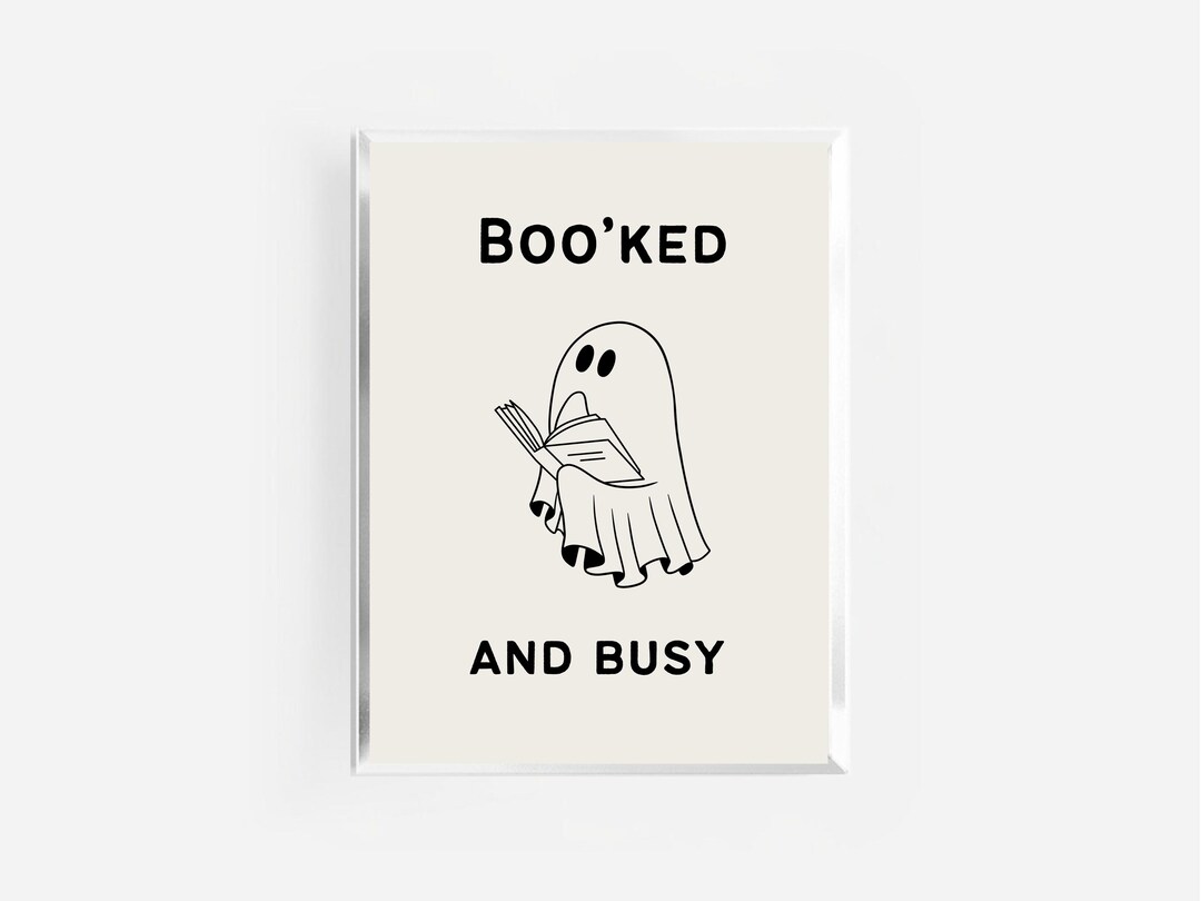 Boo’ked and Busy Print | Cute Ghost Readers Print | Book Lover Gift ...