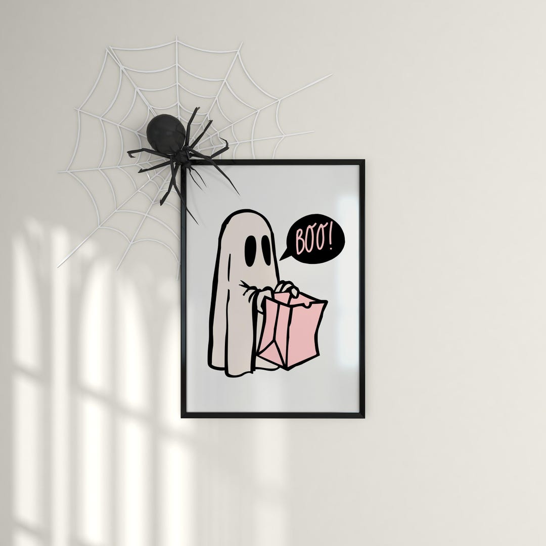 Boo Ghost Print | Trick or Treat Wall Art | Halloween Prints Trendy ...