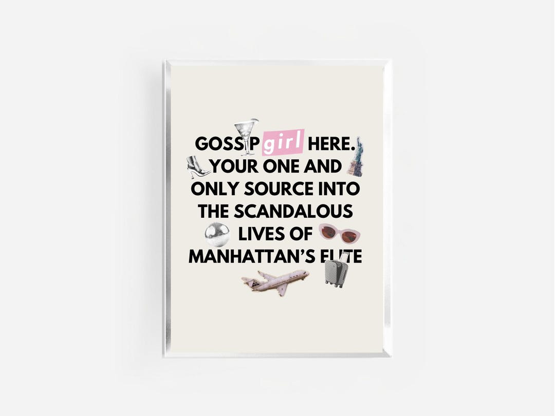 Gossip Print | Gossip Poster | Manhattan Upper East Side Print | Girly ...