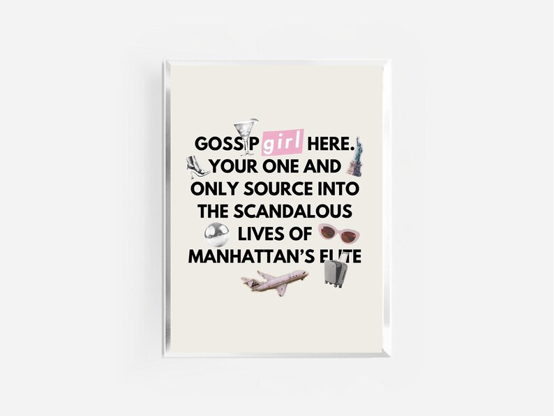 Gossip Print | Gossip Poster | Manhattan Upper East Side Print | Girly ...