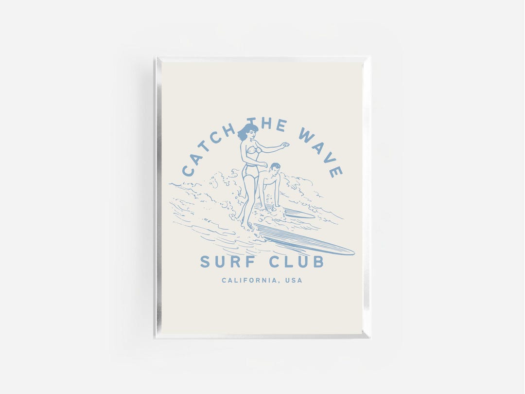 Surf Club Print | Surf Poster | Coastal Beachy Wall Art | Beach House ...