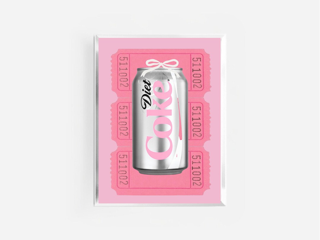 Diet Coke Print | Diet Coquette Coke Ticket Print | Bar Cart Print ...