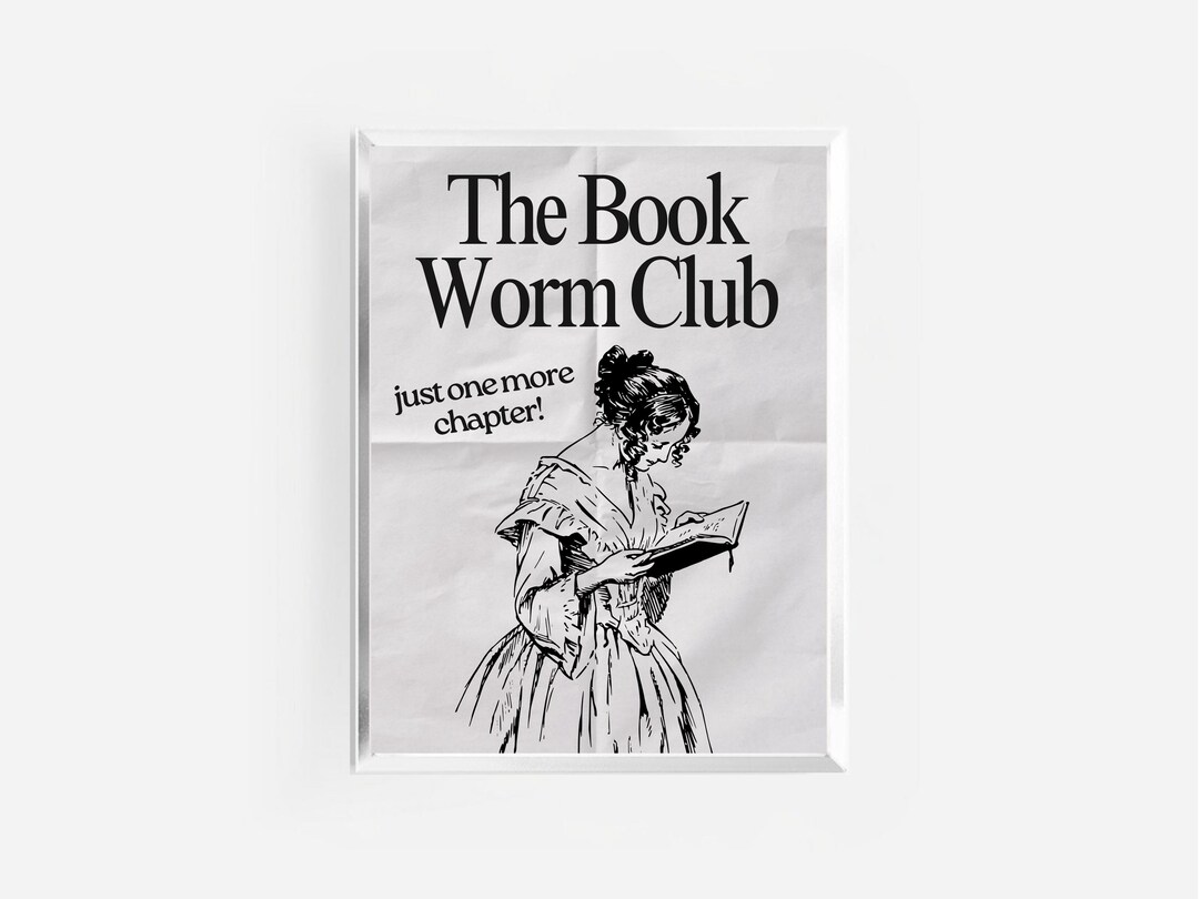 Book Worm Club Print Book Club Poster Bookish Print Readers Print Book ...