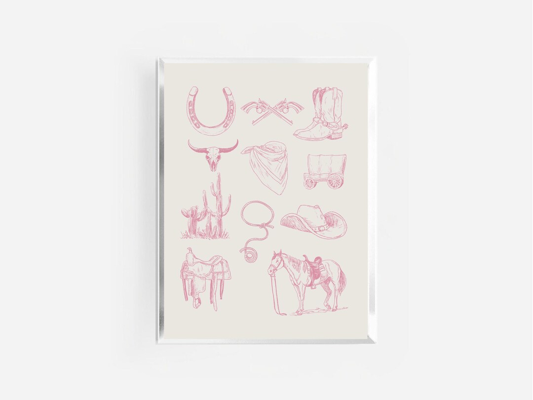 Western Flash Sheet Art Print | Cowboy Cowgirl Wall Art | Desert Cactus ...