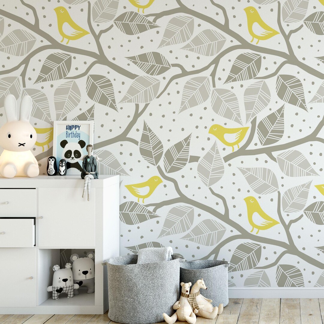 Yellow Color Pop Birds Removable Wallpaper - Etsy