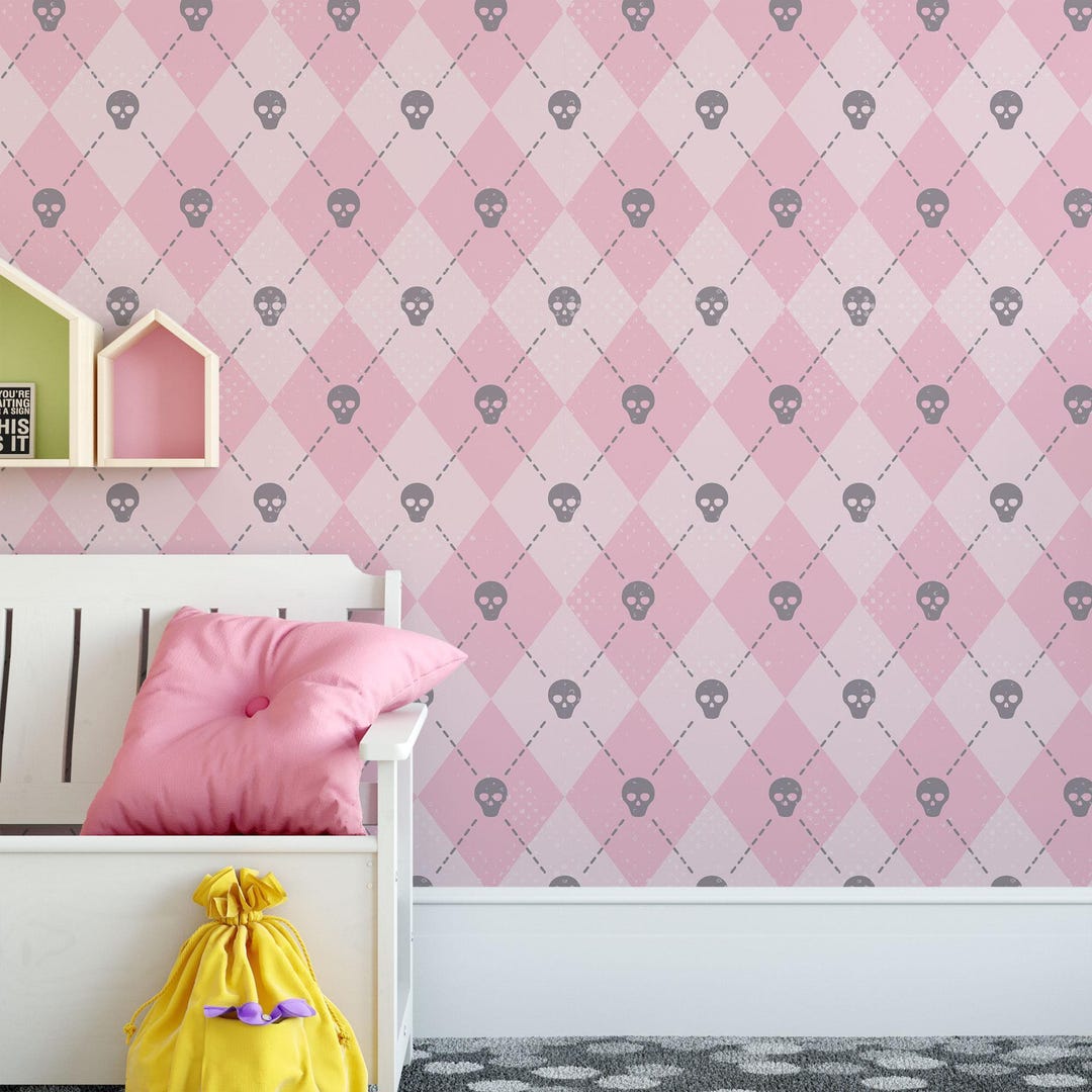 Preppy Skull Pattern Removable Wallpaper - Etsy