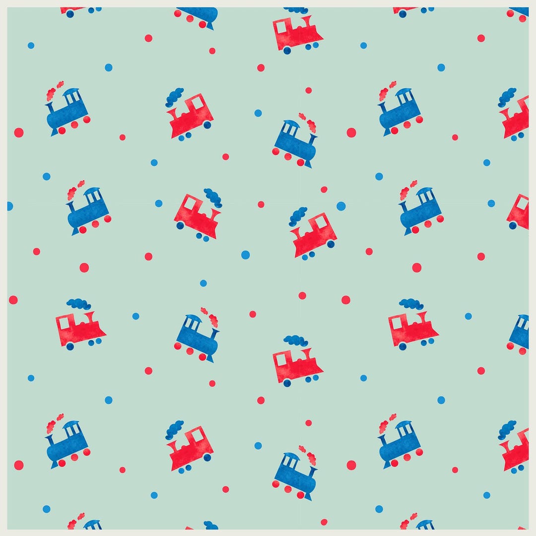 Red and Blue Choo Choo Removable Wallpaper - Etsy