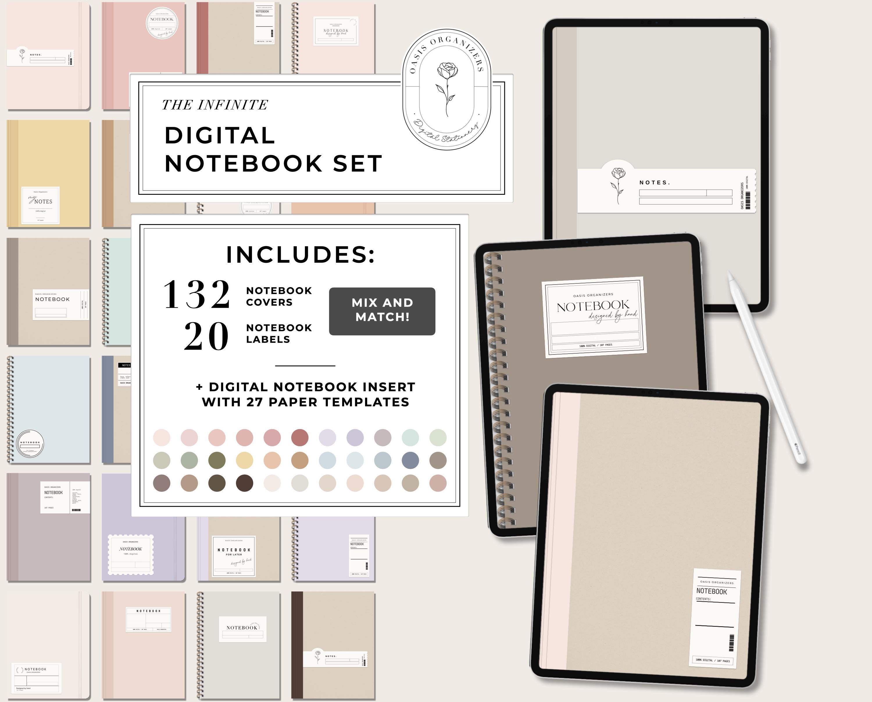 Digital Notebook Set: 132 Minimalist Pastel Covers, Hyperlinked Tabs ...