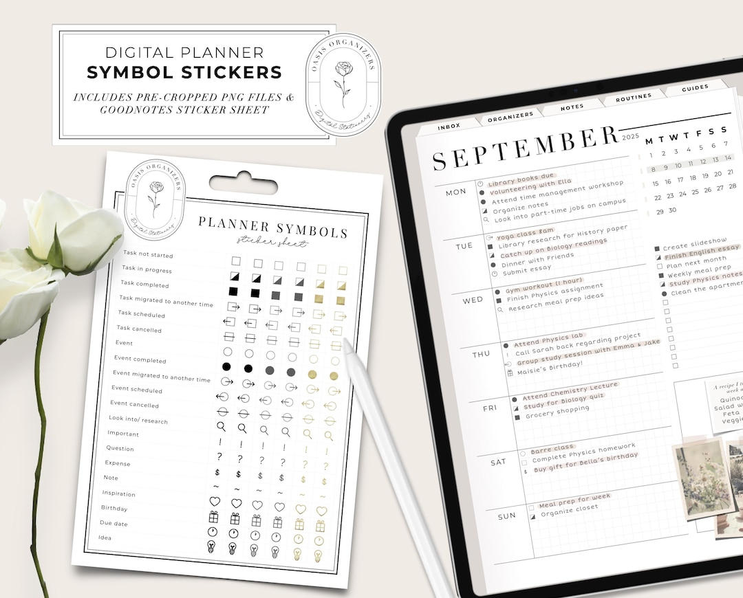 Minimalist Digital Planner Symbol Stickers: Pre-cropped PNG for ...