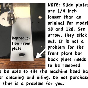 Singer Sewing Machine Slide Plate: Front or Rear - Models 27, 127, 127k ...