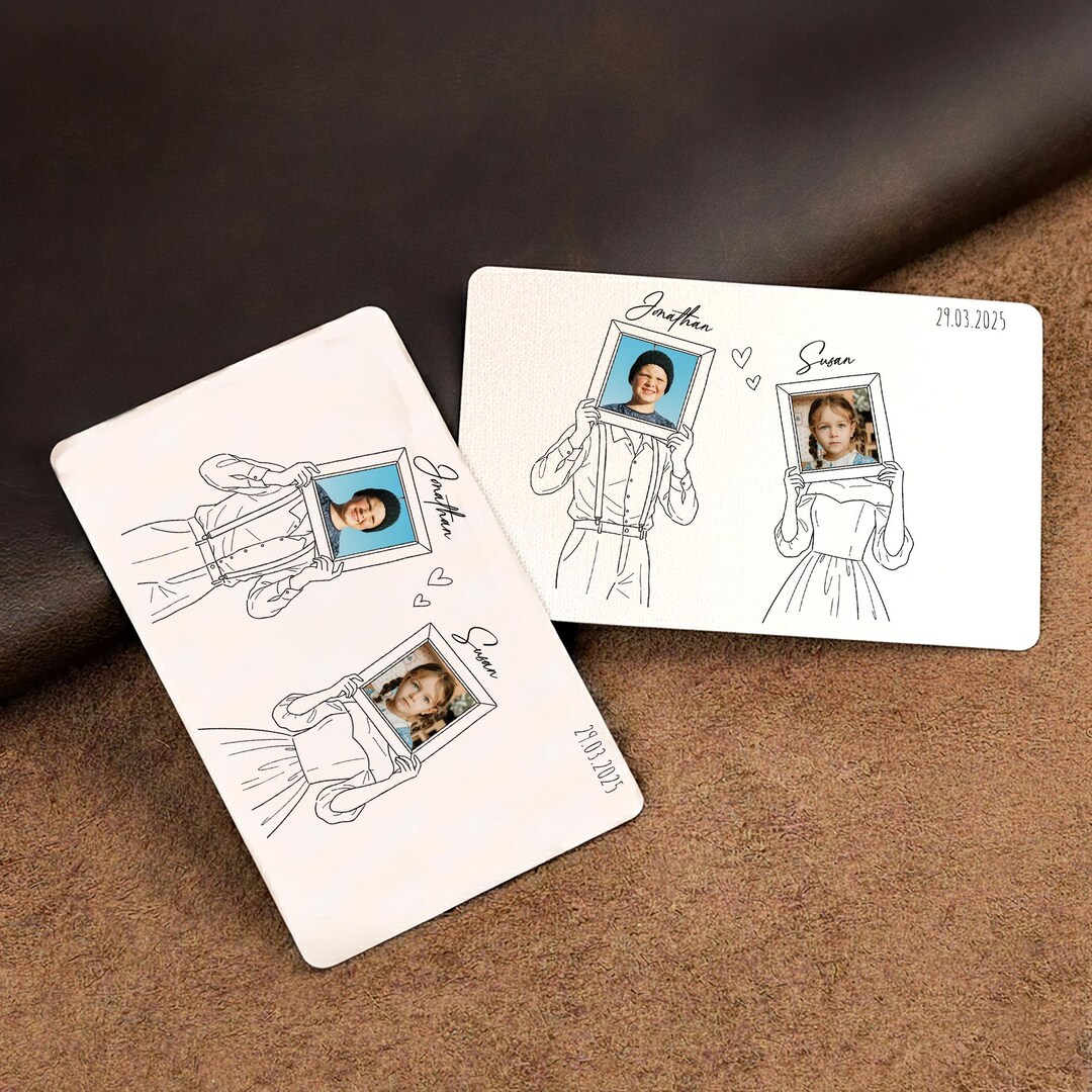 Personalized Photo Card for Couples, Custom Minimalist Line Art ...