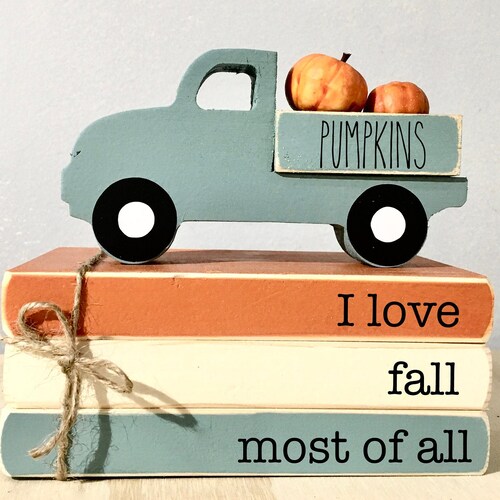 Fall Mini Book Bundle Pumpkin Truck Tiered Tray Book Stack | Etsy