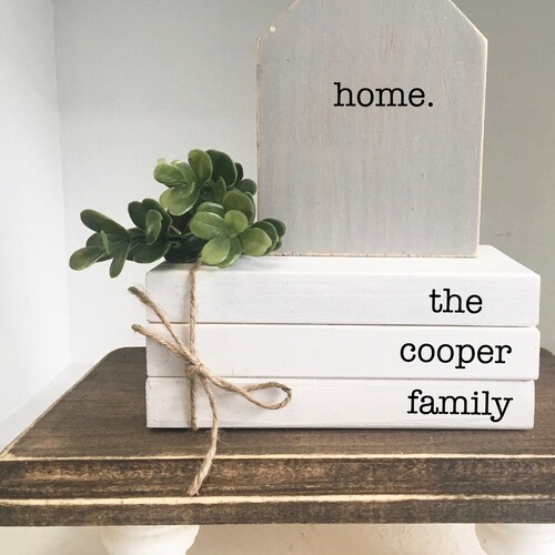 Wood Books Mini Book Stack Farmhouse Decor Faux Books Set - Etsy