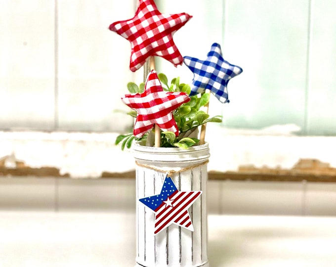 4th of July Decor, Patriotic Vase With Stars, Fourth of July Tiered ...
