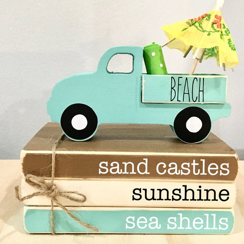 Beach Tiered Tray Decor Summer Mini Book Bundle Book Stack - Etsy