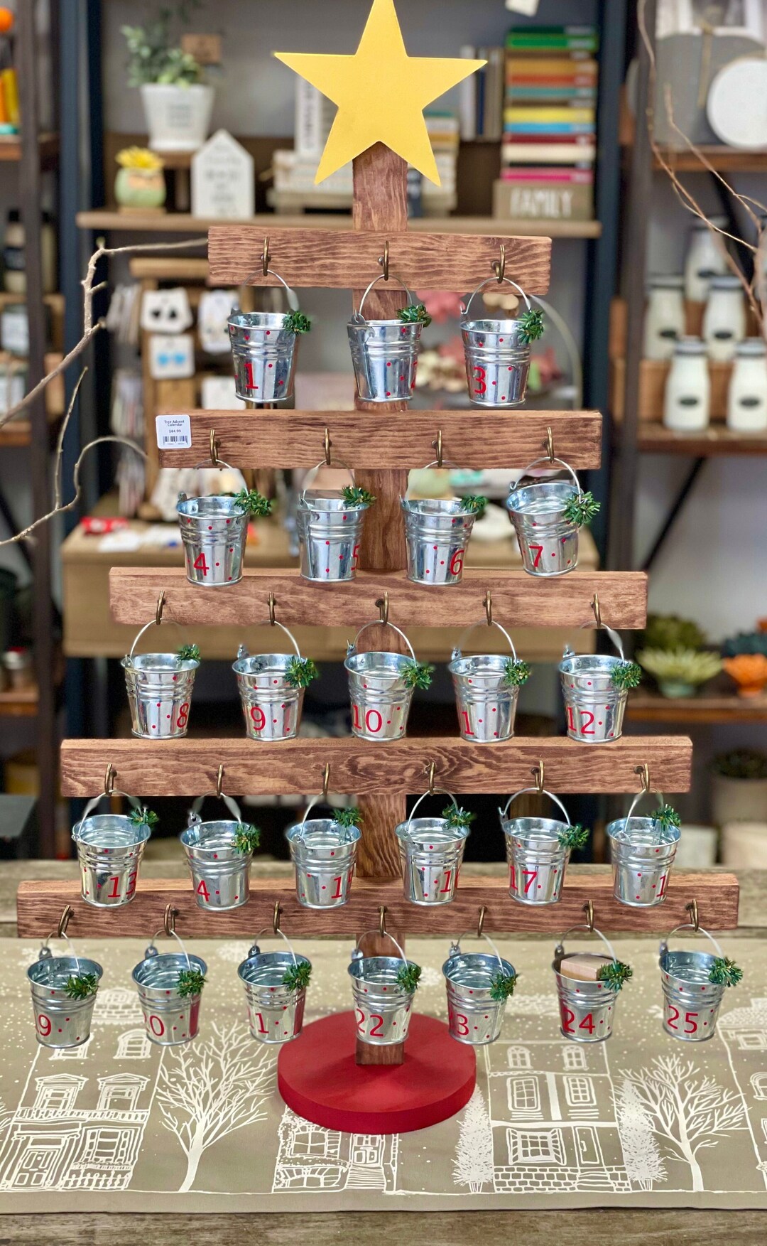 Wood Christmas Tree Advent Calendar, Table Top Countdown With ...