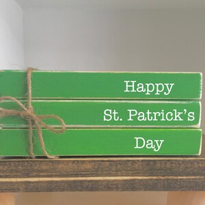 St. Patrick's Day Decor, Mini Book Bundle, Book Stack, Wooden Shamrock ...