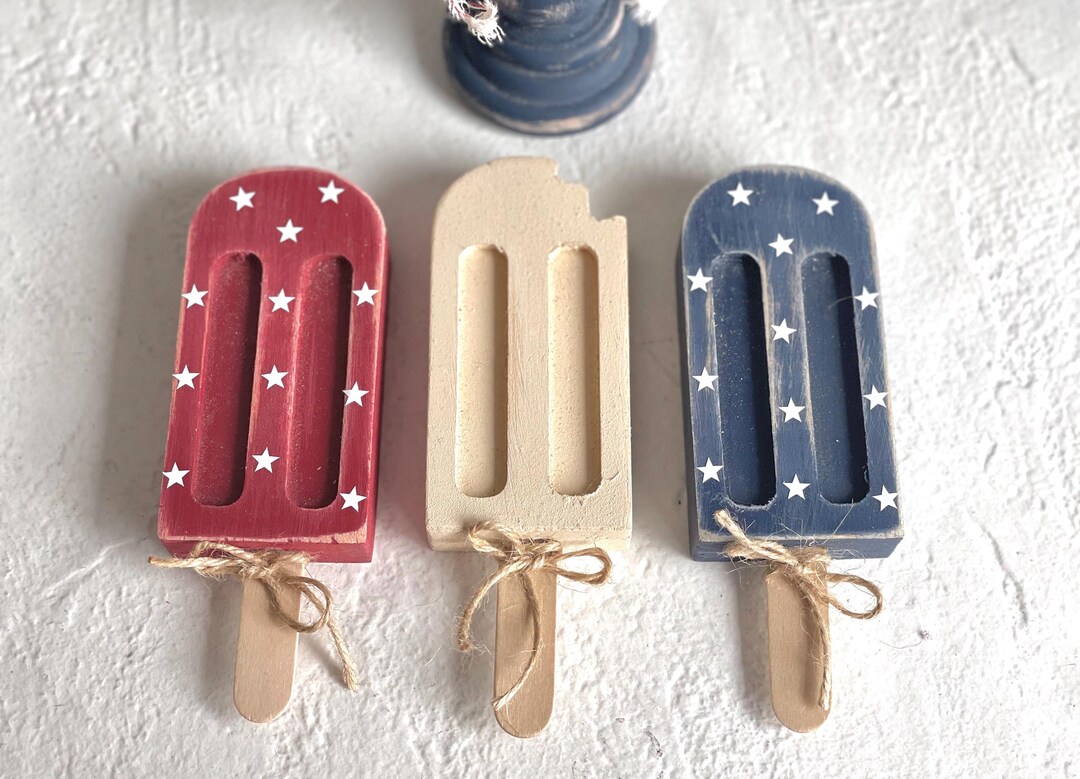 Rustic Wood Popsicles: 4th of July Tiered Tray Decor - Etsy