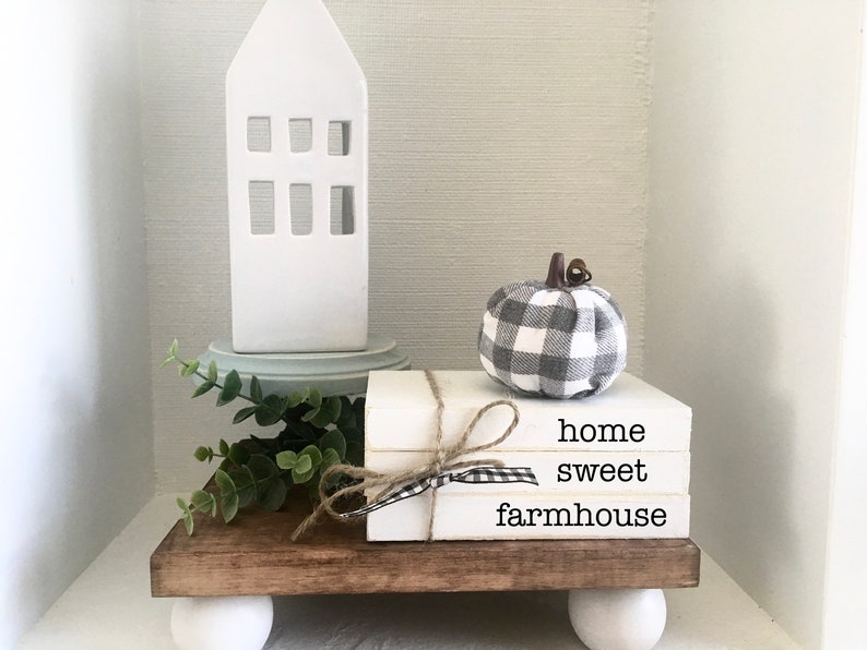 Wood Books Mini Book Stack Farmhouse Decor Faux Books Set - Etsy